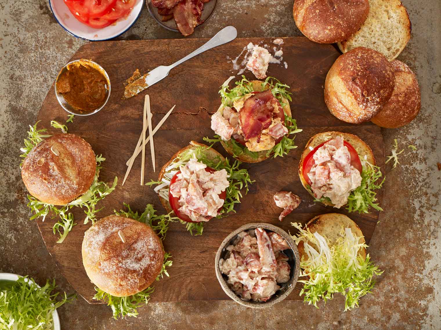 Bacon, Maine Lobster and Tomato Sliders - Maine Lobster Recipe